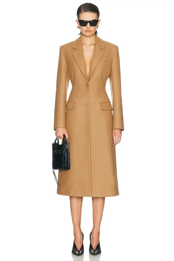 Balenciaga Long Coat In Brown