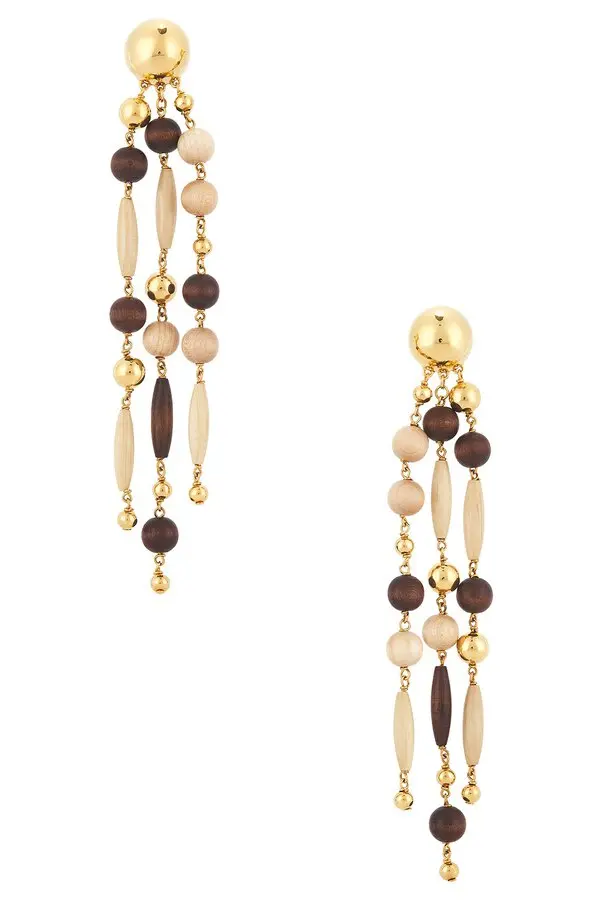Rabanne Wood Dangle Earrings In Metallic