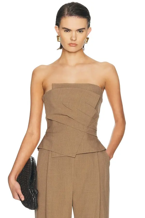 THE SEI Wrap Bustier Top In Brown