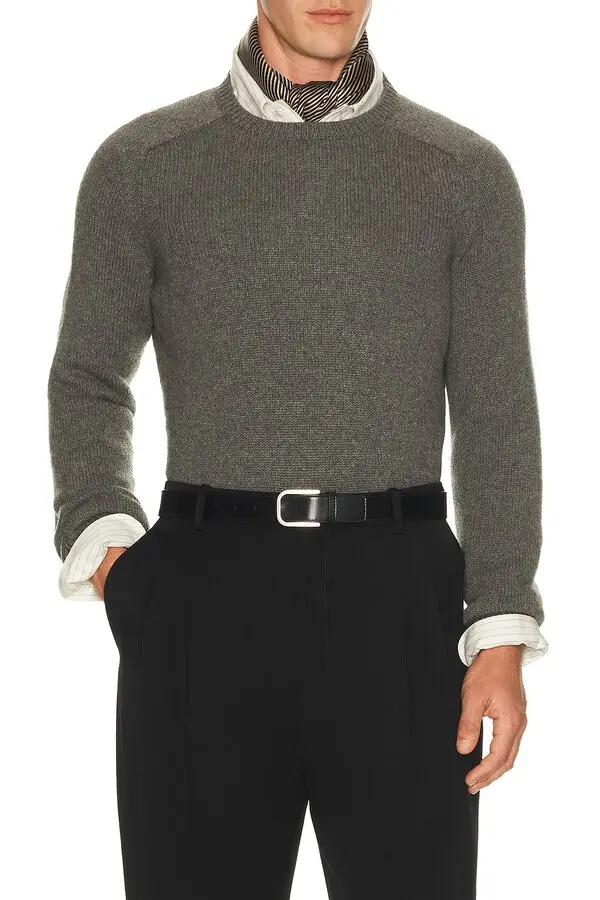 Saint Laurent Round Neck Sweater In Grey