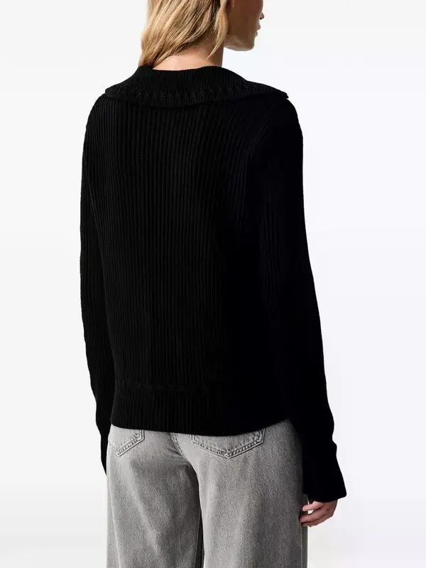 Armani Exchange Ribbed-knit Spread-collar Sweater