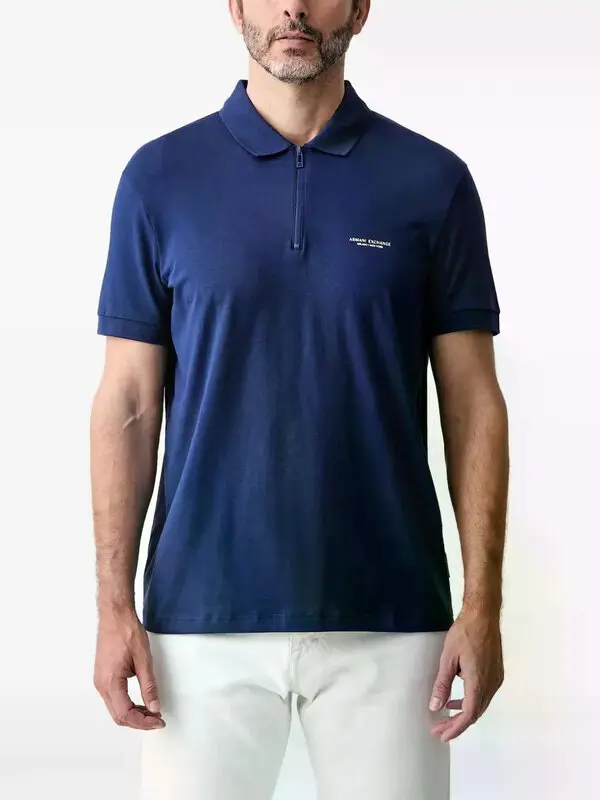 Armani Exchange Logo-print Zip-fastening Polo Shirt