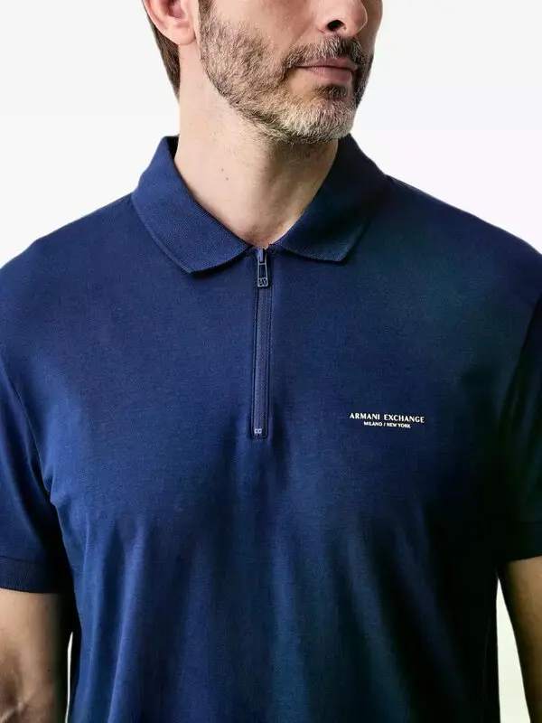 Armani Exchange Logo-print Zip-fastening Polo Shirt