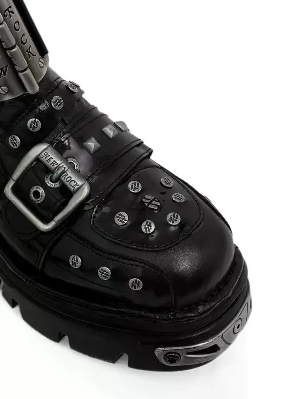 NEW ROCK Metallic Studded Buckled Boots