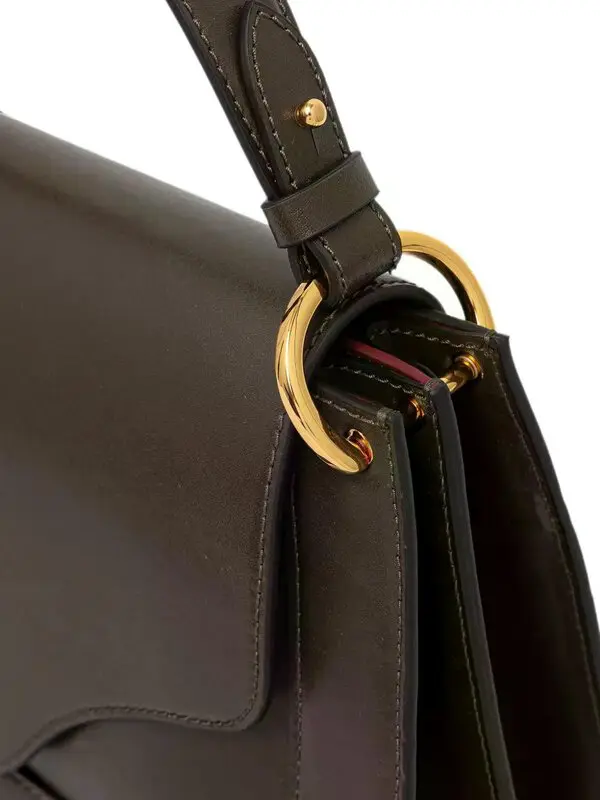 COCCINELLE Logo Plaque Leather Shoulder Bag - Brown