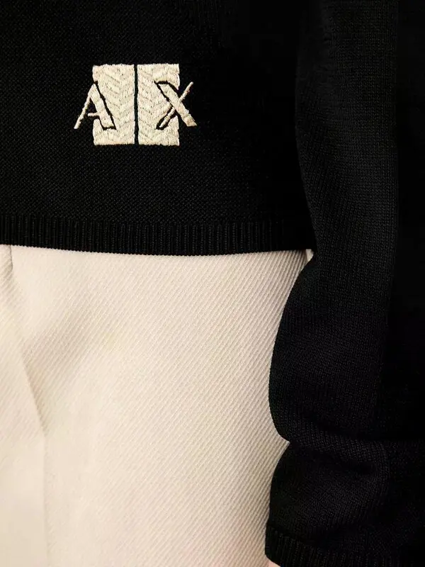 Armani Exchange Logo-embroidered Fine-knit Sweater