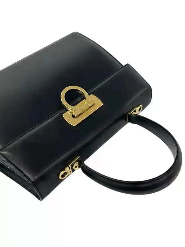 FERRAGAMO 2010-2026 Leather Gancini Iconic Top Handle Bag Satchel - Black
