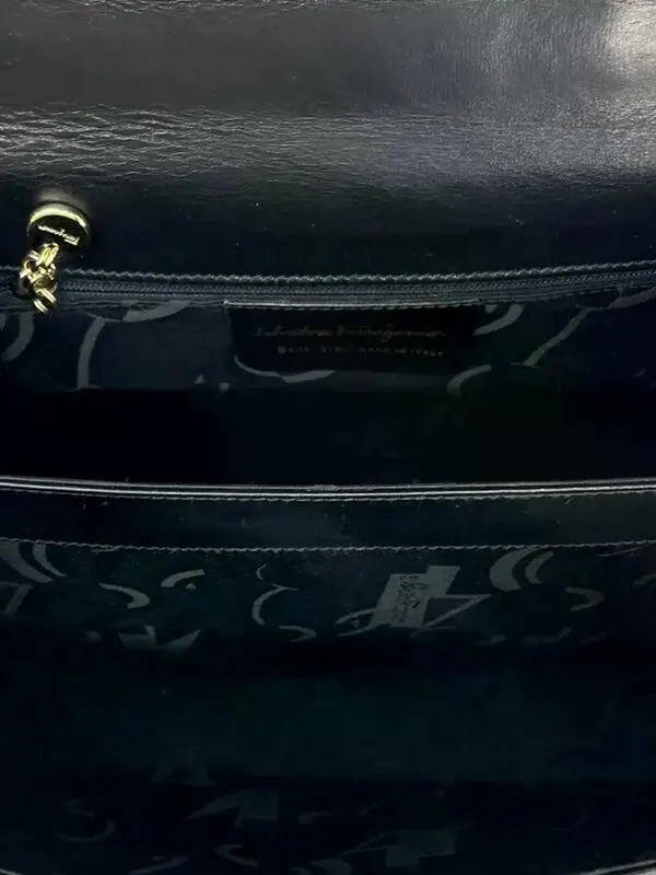 FERRAGAMO 2010-2026 Leather Gancini Iconic Top Handle Bag Satchel - Black