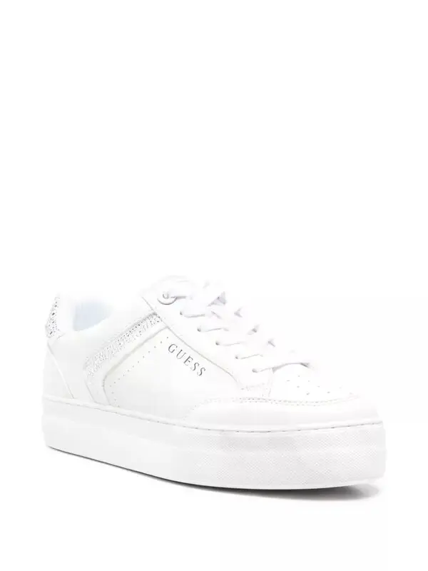 Guess Rhinestone Embellished Leather Sneakers