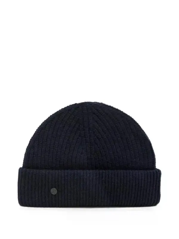 Closed Ribbed-knit Logo-plaque Beanie Hat