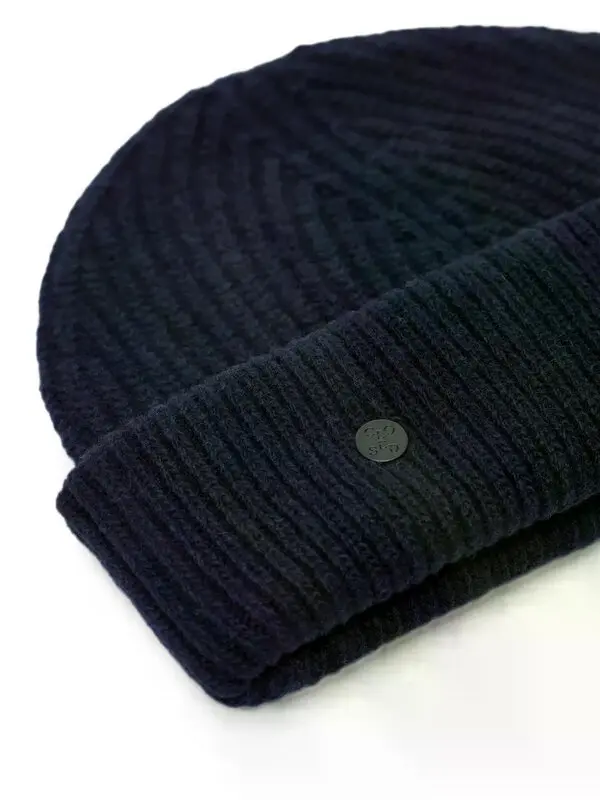 Closed Ribbed-knit Logo-plaque Beanie Hat