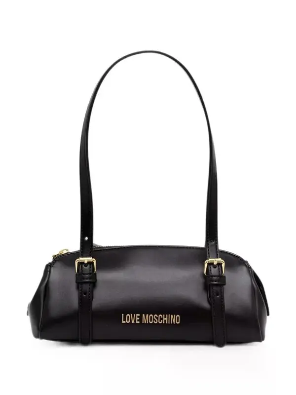 Moschino Buckle-detail Logo-plaque Shoulder Bag - Black