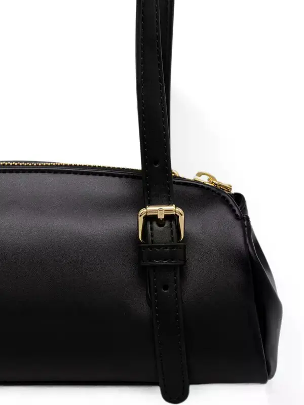 Moschino Buckle-detail Logo-plaque Shoulder Bag - Black