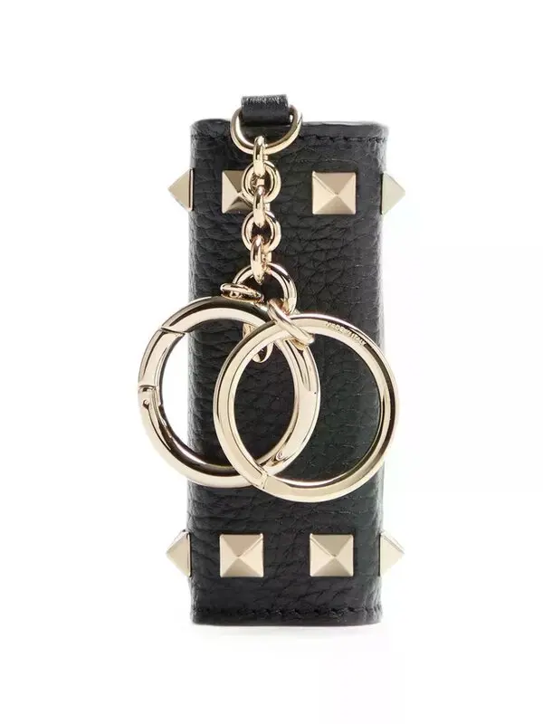 Valentino Garavani Rockstud Charm In Grainy Calfskin - Black