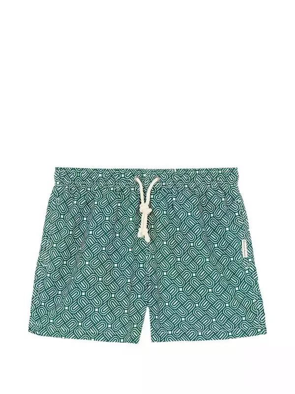 GASSA D AMANTE Furore Geometric-print Swim Shorts - Green