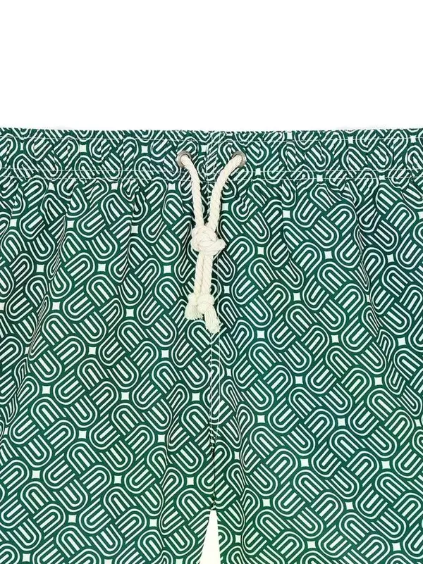 GASSA D AMANTE Furore Geometric-print Swim Shorts - Green