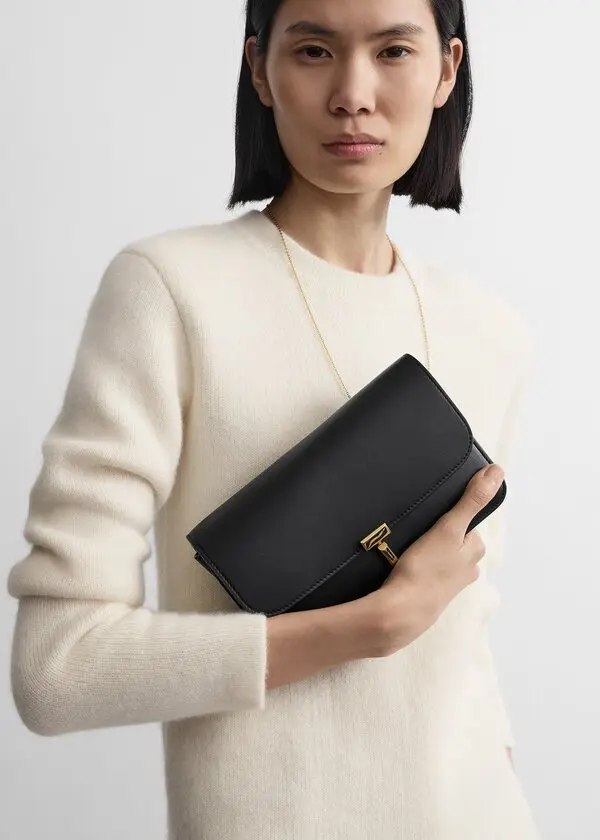 TOTEME T-lock Leather Crossbody - Black
