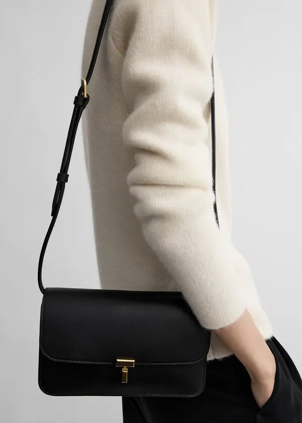 TOTEME T-lock Leather Crossbody - Black
