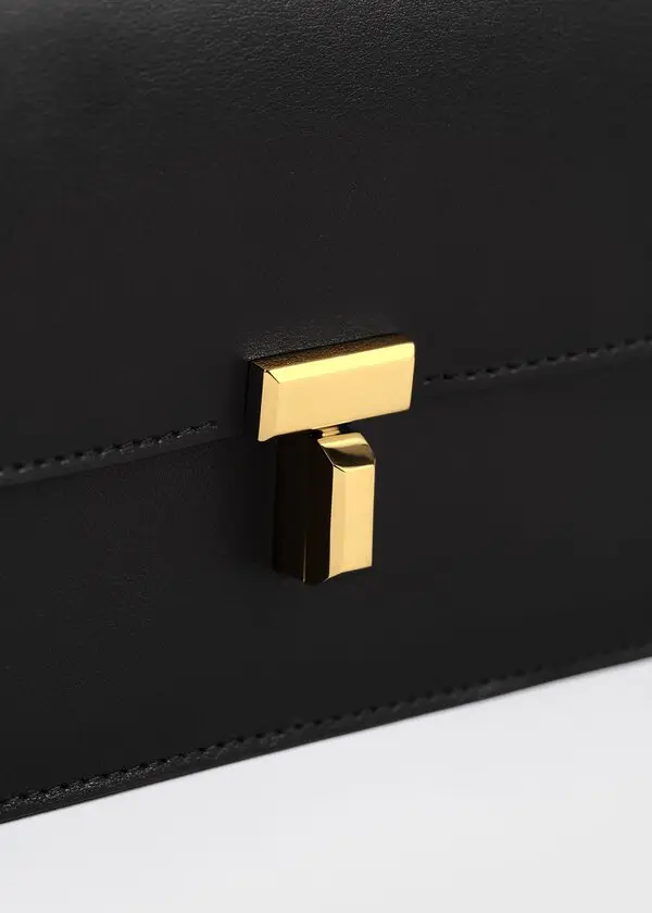 TOTEME T-lock Leather Crossbody - Black