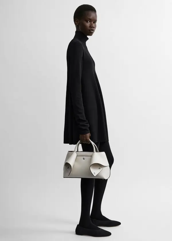 TOTEME Small Mercer Leather Tote Stone/red