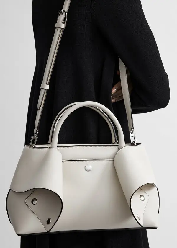TOTEME Small Mercer Leather Tote Stone/red