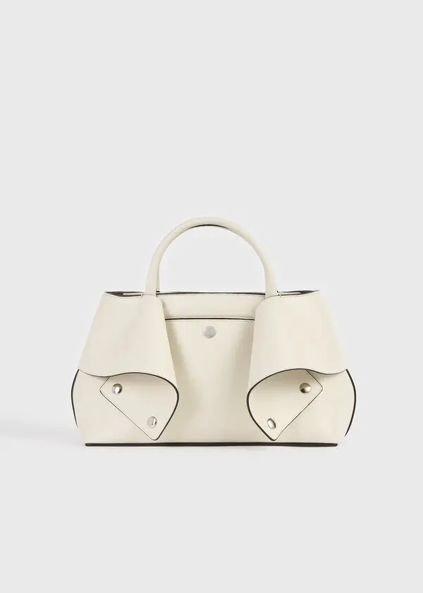TOTEME Small Mercer Leather Tote Stone/red