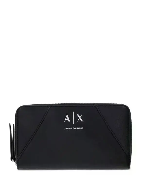 Armani Exchange Logo-print Zip-around Wallet - Black