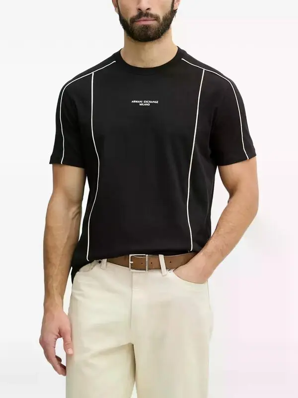 Armani Exchange Piping-detail Logo-print T-shirt - Black