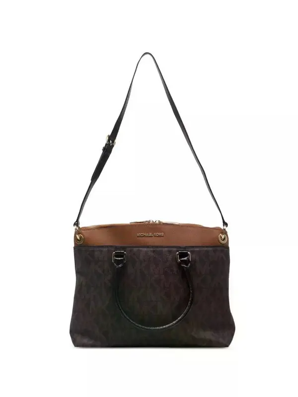 Michael Kors Large Aubrey Signature Satchel Bag - Brown