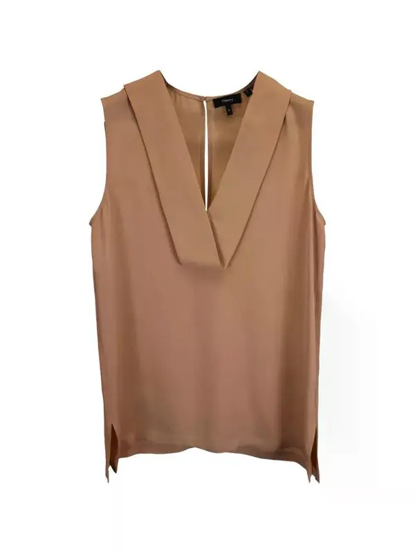 Theory Sleeveless Silk V-neck Top
