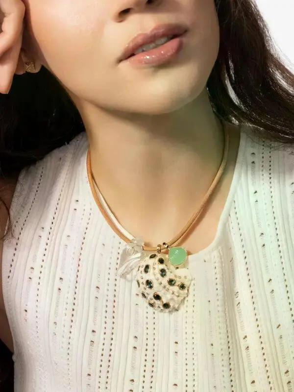 DEZSO Kyanite And Diamond Shell Pendant Necklace