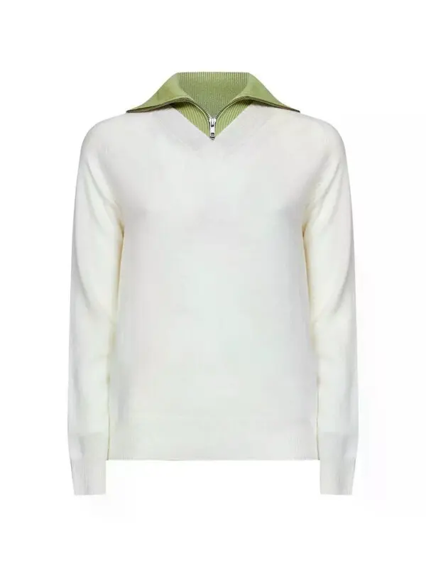 MAISON MARGIELA Layered-effect Zip-collar Sweater - White