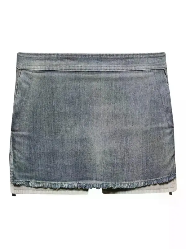 Rick Owens Frayed-hem Back-zip Mini Skirt