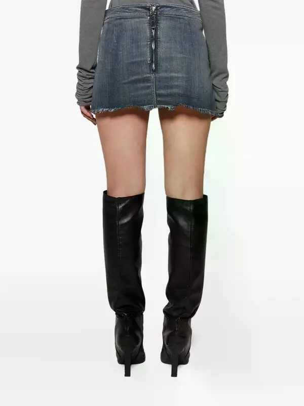 Rick Owens Frayed-hem Back-zip Mini Skirt