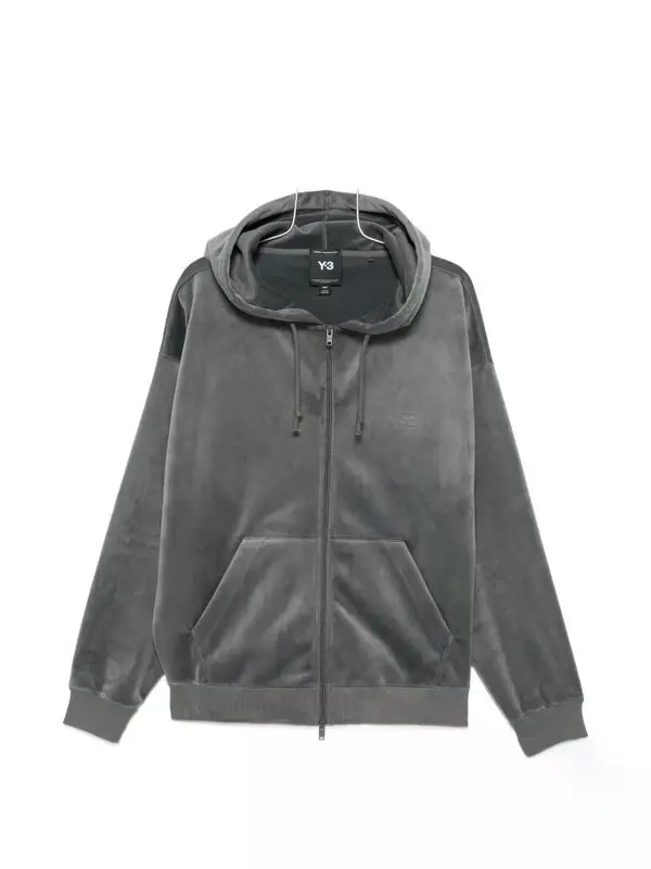 Y3 Velvet Drawstring-hood Jacket