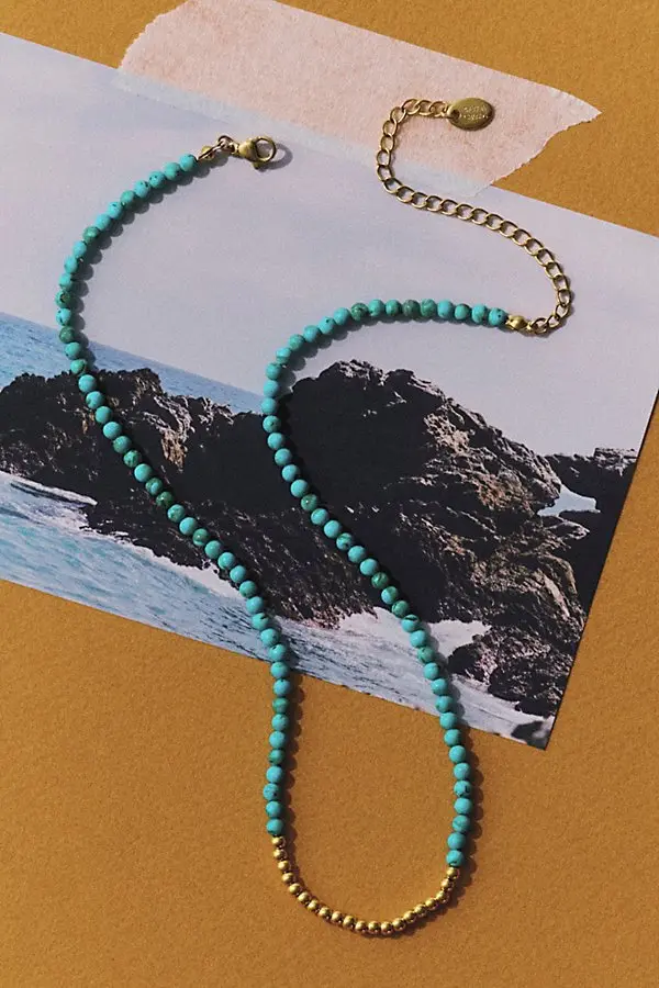 BRENDA GRANDS Waterproof Gemstone Necklace - Turquoise