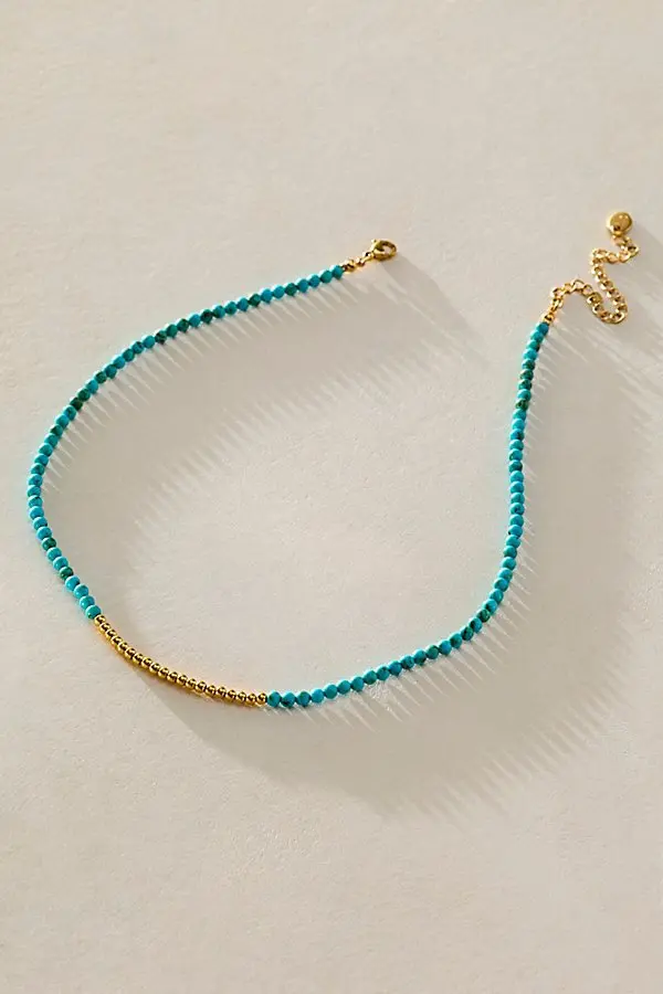 BRENDA GRANDS Waterproof Gemstone Necklace - Turquoise