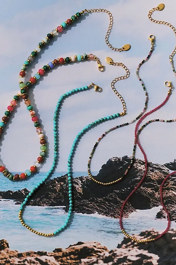 BRENDA GRANDS Waterproof Gemstone Necklace - Turquoise