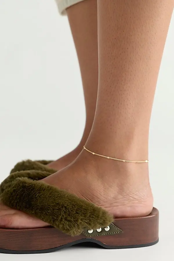 Seychelles Ocean Ave Fuzzy Thong Sandals - Olive Faux Fur