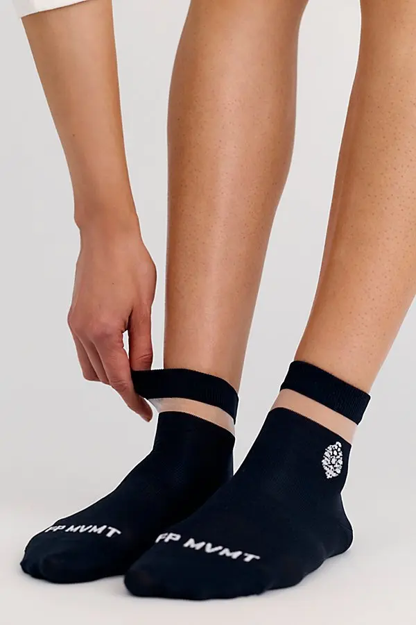 Free People Micro Mesh Quarter-length Crew Socks - Black