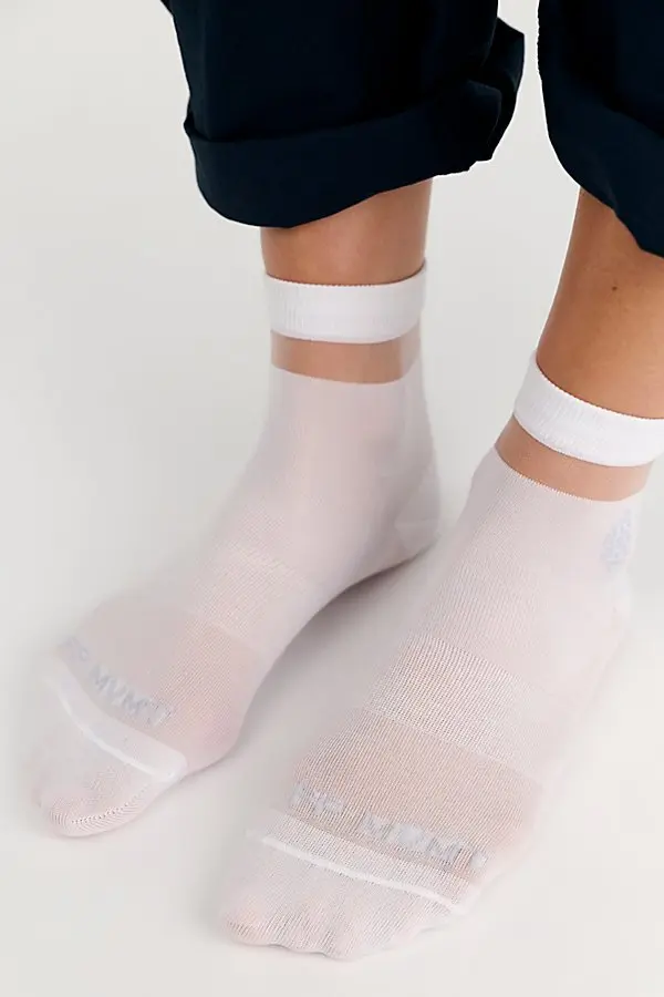 Free People Micro Mesh Quarter-length Crew Socks - White