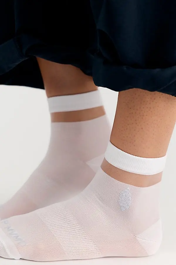 Free People Micro Mesh Quarter-length Crew Socks - White
