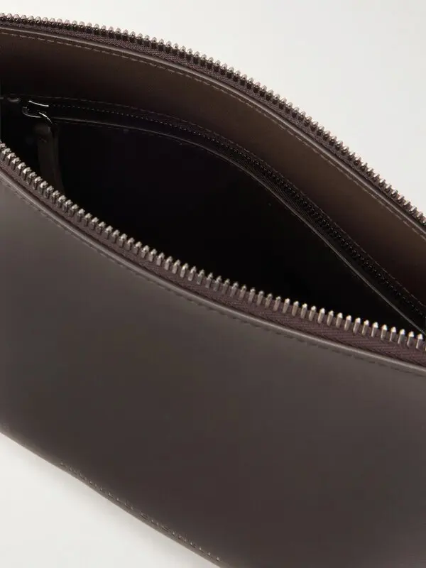 Brunello Cucinelli Bead-embellished Leather Cosmetic Case - Brown