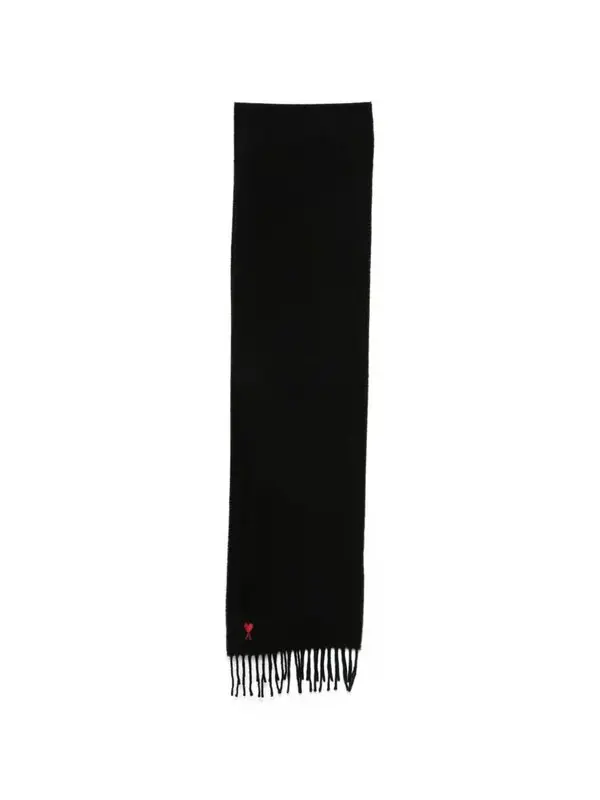 AMI Paris Embroidered-logo Scarf - Black