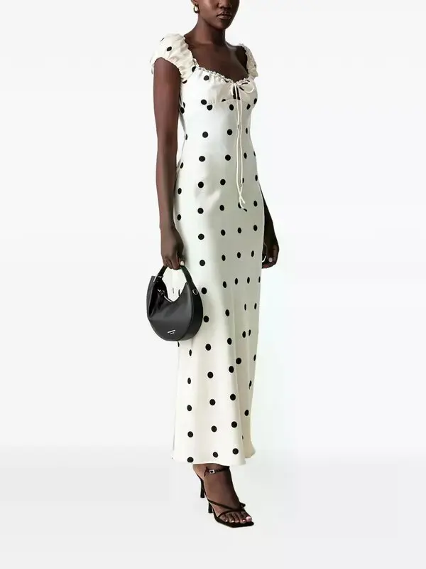 Bardot Stasia Polka-dot Lace-trim Maxi Dress - White
