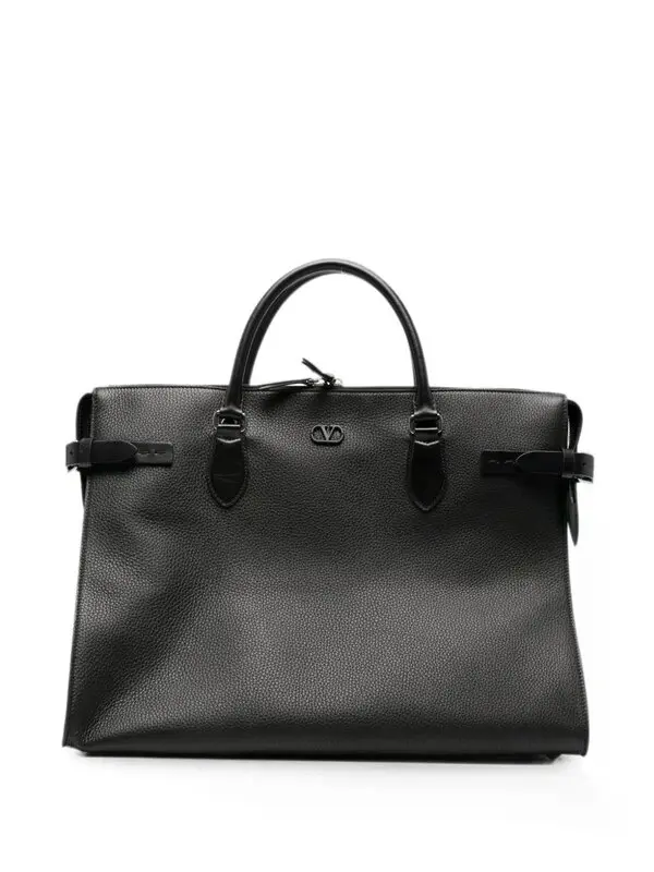 Valentino Garavani Antibes Pebbled Leather Holdall Bag - Black