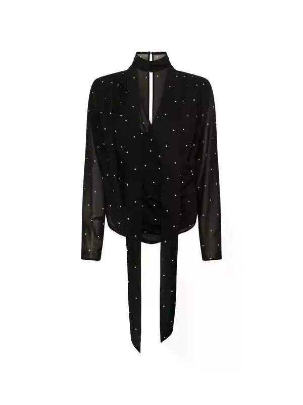 GESTUZ Polka-dot Tie-neck Blouse