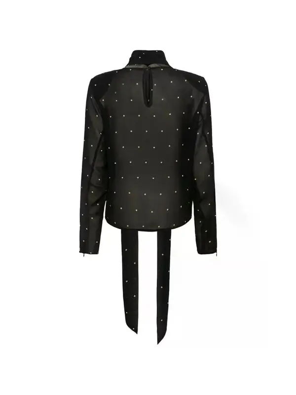 GESTUZ Polka-dot Tie-neck Blouse