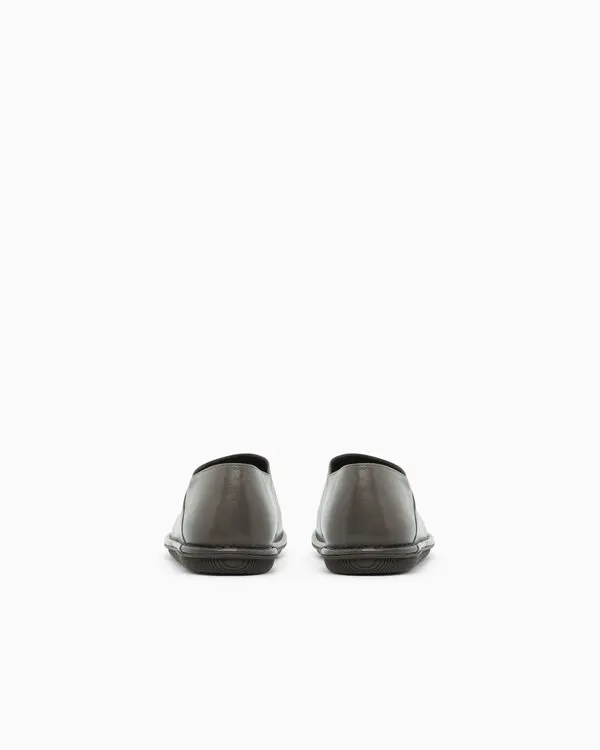 Giorgio Armani Slipper In Leather With A Rubber Sole - Brown
