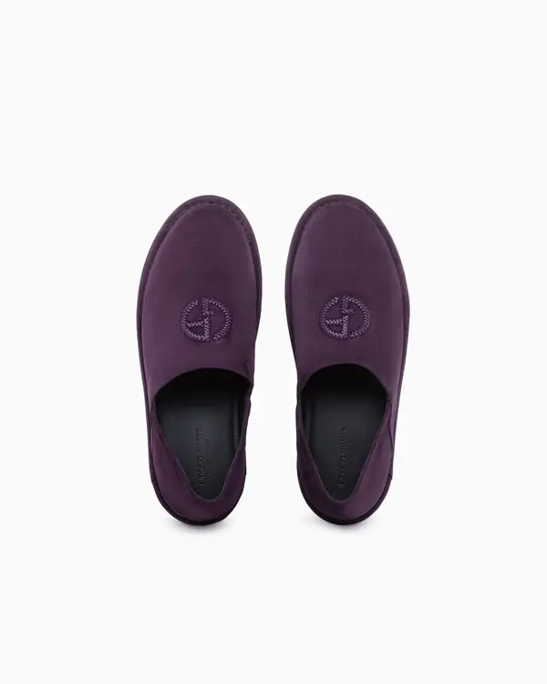 Giorgio Armani Slippers In Suede With Leather Lining And A Rubber Sole